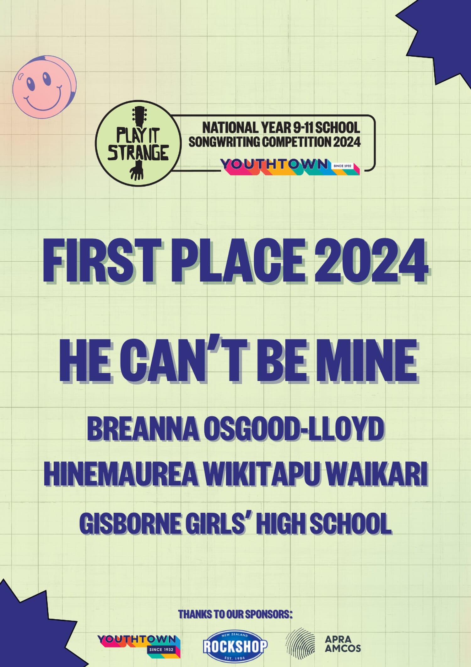 Winners Announced for the Play It Strange Year 9-11 Songwriting Competition