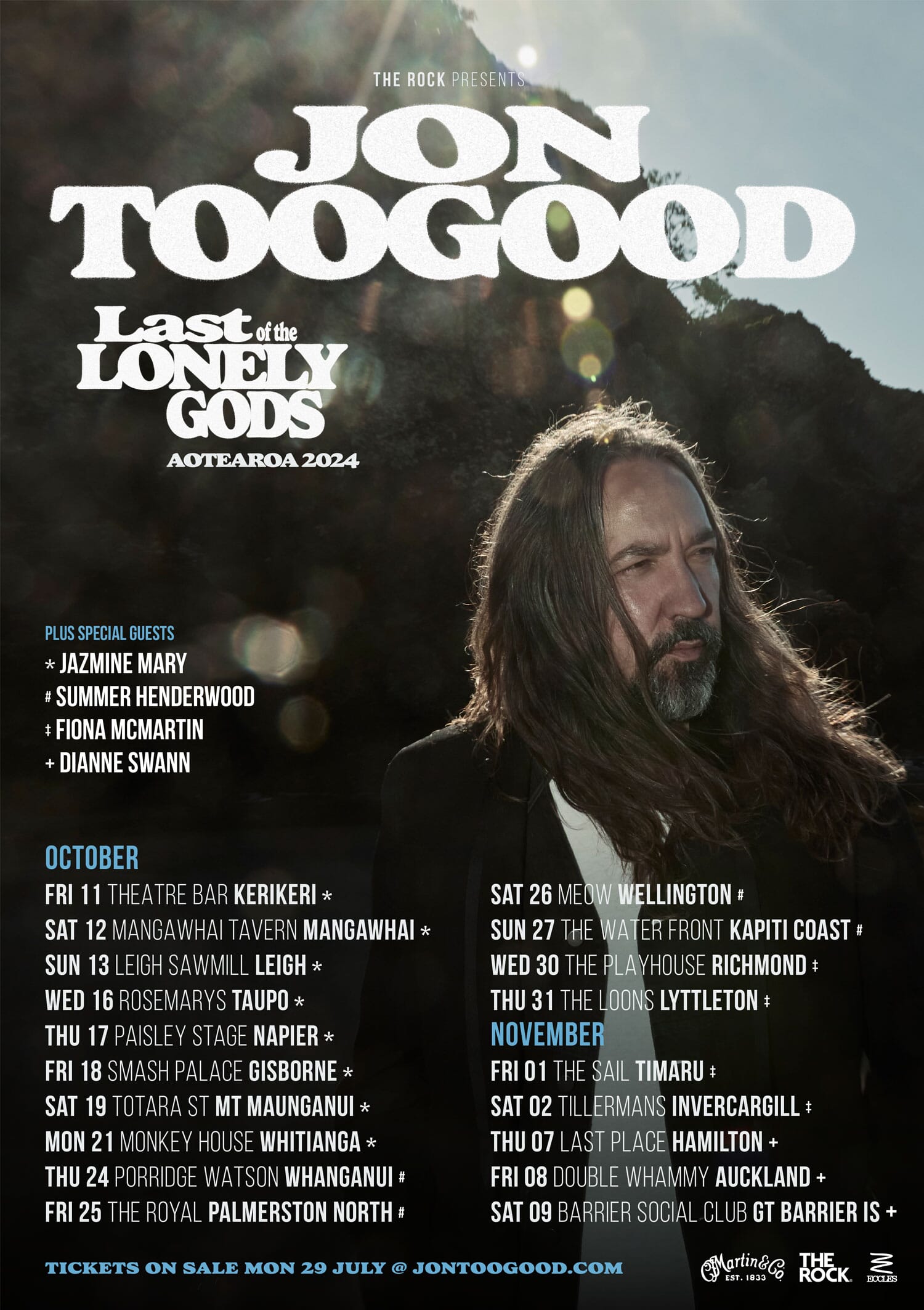 Jon Toogood: Last Of The Lonely Gods Aotearoa Tour 2024