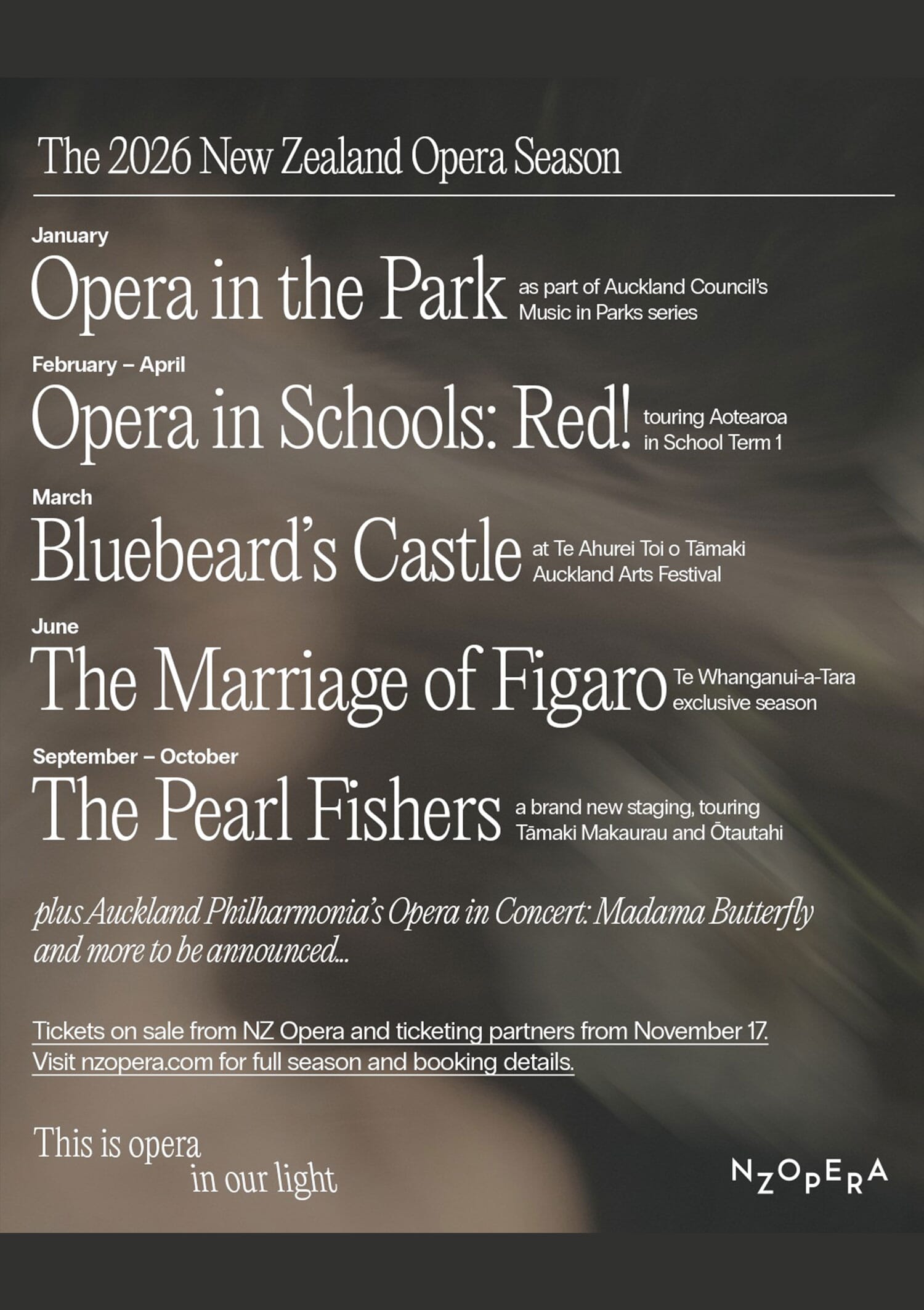 NZ Opera - Opera In The Park - 24th & 31st January 2026